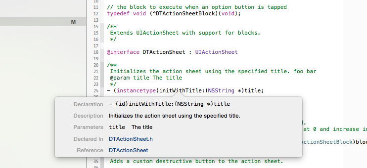 Radar Xcode Fails To Update Inline Help From Documentation Comments Cocoanetics 